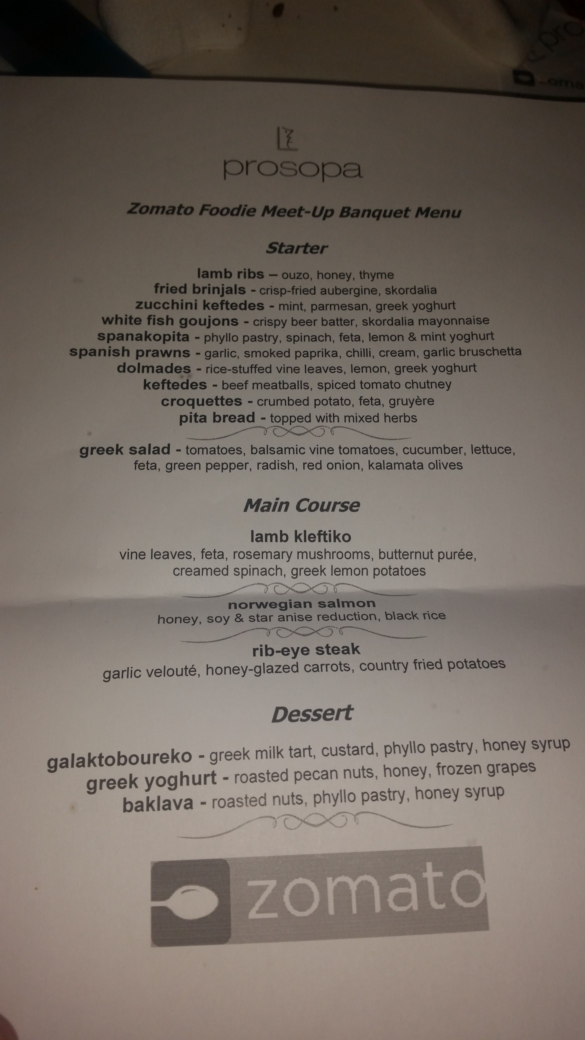Dinner at Prosopa – Absolute Vanessa